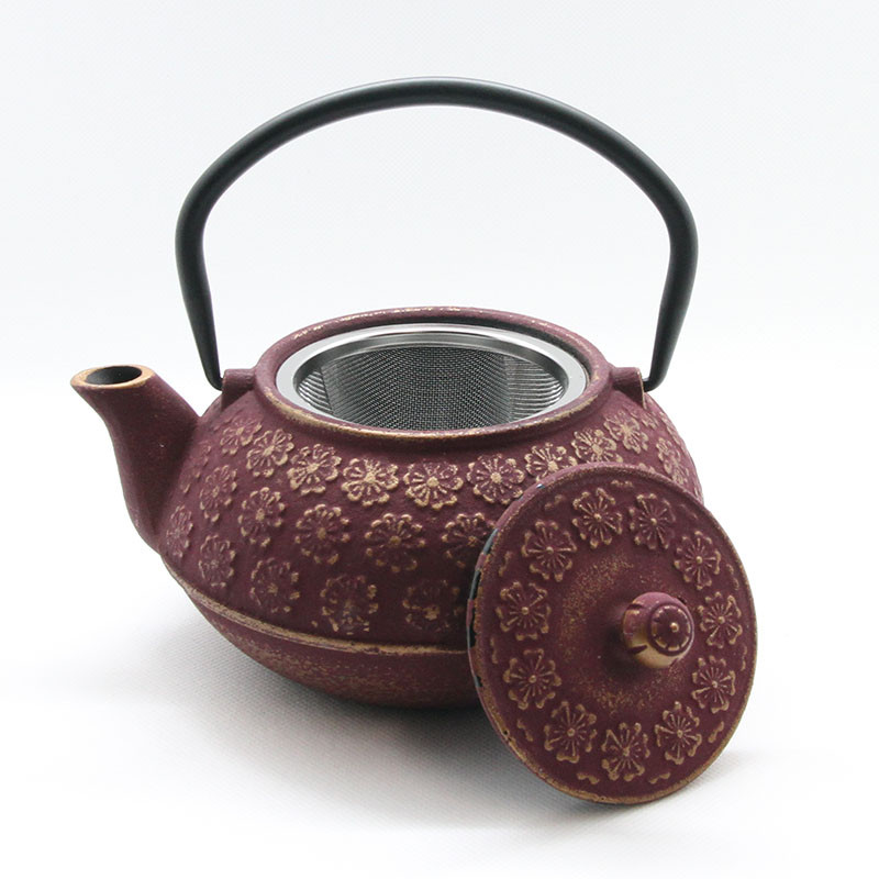 Teiera in Ghisa Guizhou 0,5L Prugna con Dettagli Oro – Elegante e Compatta